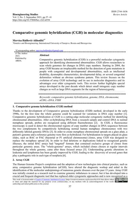 Pdf Comparative Genomic Hybridization Cgh In Molecular Diagnostics