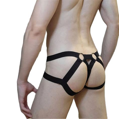 Sexy Men Bondage Underwear Jockstrap Mesh G String Elastic Hollow