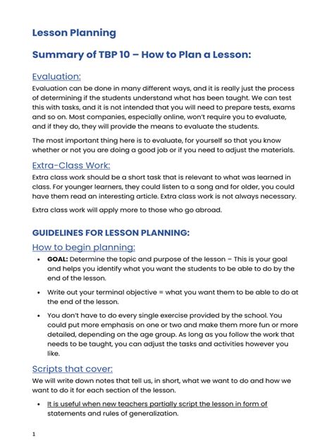 Lesson Planning Class Notes Part 2 Pdf Lesson Plan Teachers