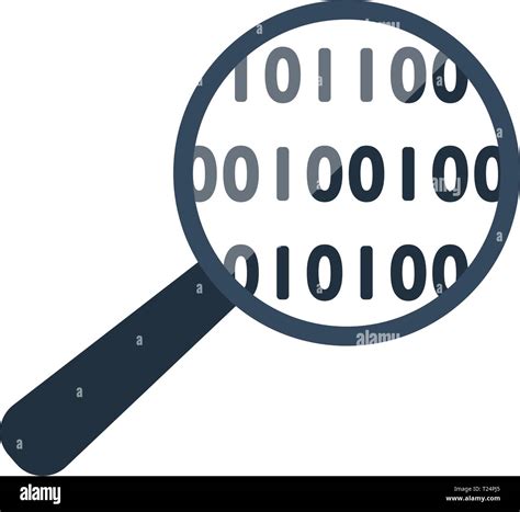 Data Analysing Icon Magnifying Glass With Binary Code Flat Color
