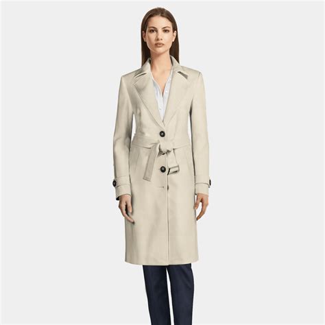 Long Ivory Belted Wool Coat With Wide Lapels 344 Sumissura