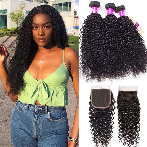Brazilian Funmi Hair 3 Bundles With Lace Closure Tinashehair
