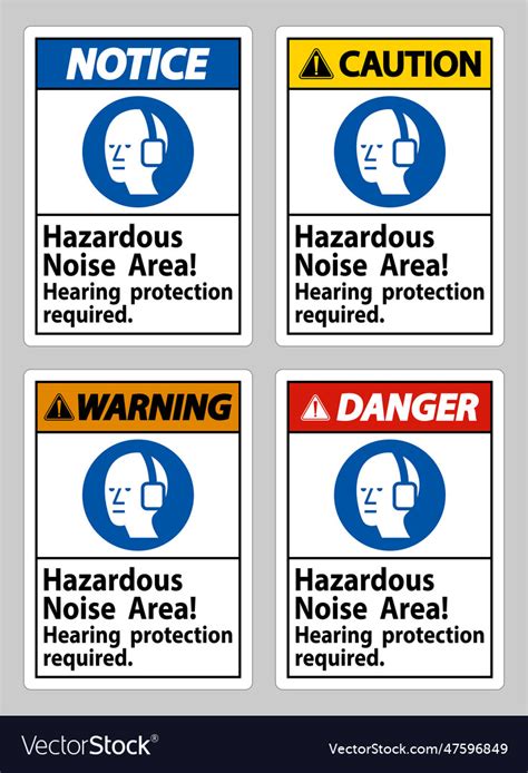 Hazardous Noise Area Hearing Protection Required Vector Image