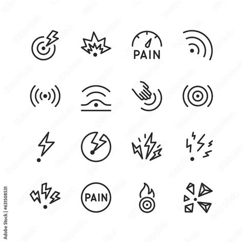 Pain Linear Style Icons Set The Place Where Pain Is Manifested Pain