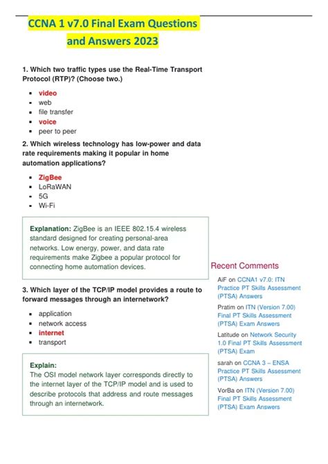 ccna 1 v7 0 final exam questions and answers 2023 ccna cisco