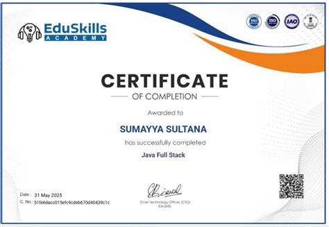 Javafullstack Eduskills Completed Learning Fullstackdeveloper Sumayya Sultana