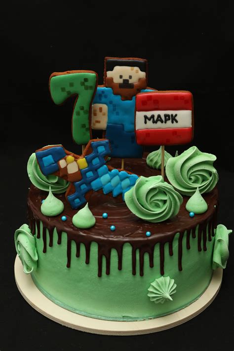 Minecraft Cake Торт с пряниками Майнкрафт Minecraft Geburtstag