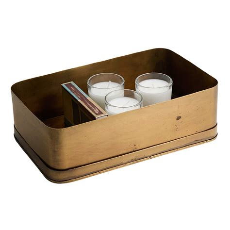 Gold Metal Rectangle Box With Trim 10