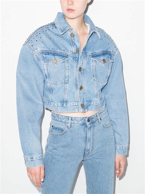 Alessandra Rich Crystal Embellished Denim Jacket Farfetch