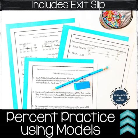 Percent Practice Using Models Activities Worksheets 6th Grade Number Lines