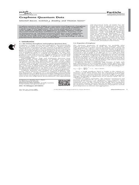 sci hub graphene quantum dots particle and particle systems