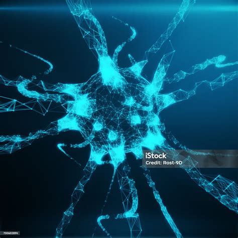 Neuron Bersinar Biru Neuron Buatan Dalam Konsep Kecerdasan Buatan Sistem Neuron Ruang Poligonal