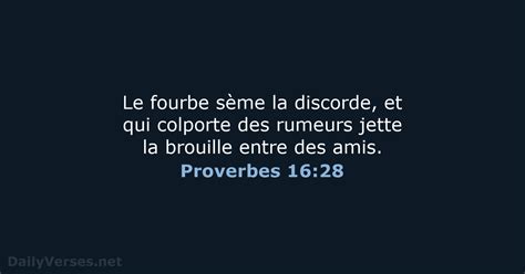 13 décembre 2022 Verset Biblique du Jour BDS Proverbes 16 28
