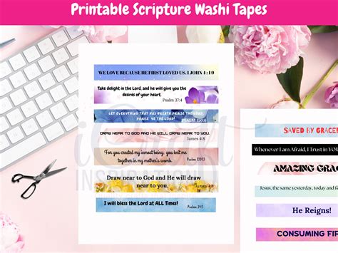 Printable Bible Washi Tape Instant Download Scripture Washi And