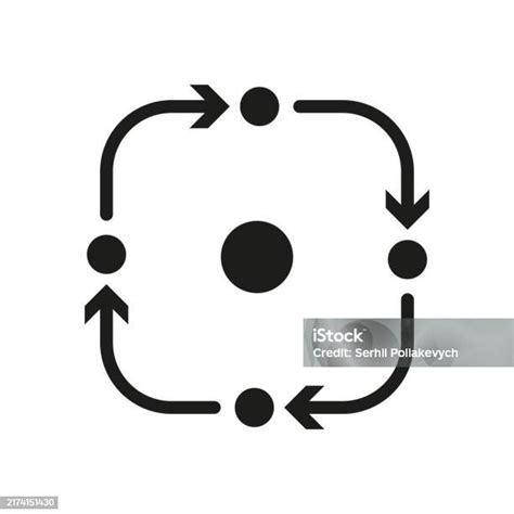 Circular Process Icon Arrow Rotation Symbol Abstract Cycle Flow Vector Graphic Element Stock
