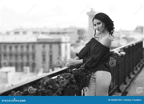 Pretty Girl Posing At Terrace Stock Image Image Of Beauty
