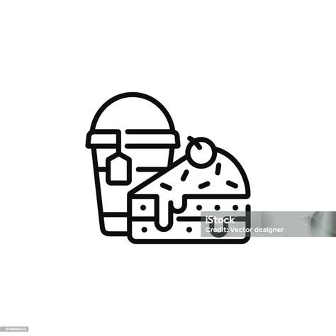 케이크와 음료 라인 아이콘입니다 흰색 배경에 분리된 패스트푸드 라인 아이콘 0명에 대한 스톡 벡터 아트 및 기타 이미지 0명