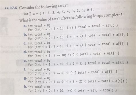 Solved R76 Consider The Following Array Int J A 1 2 3