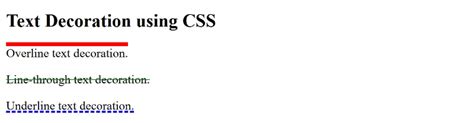Css Text Decoration Underline Overline Line Through With Examples Quipoin