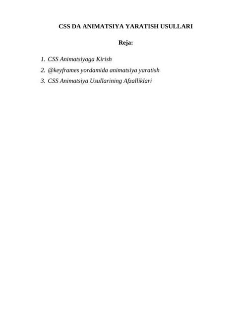 Css Da Animatsiya Yaratish Usullari