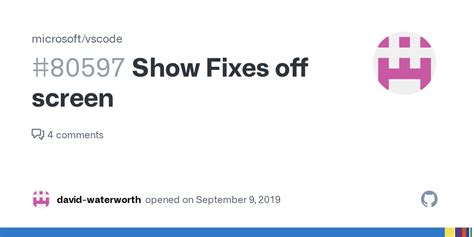 Show Fixes Off Screen · Issue 80597 · Microsoftvscode · Github