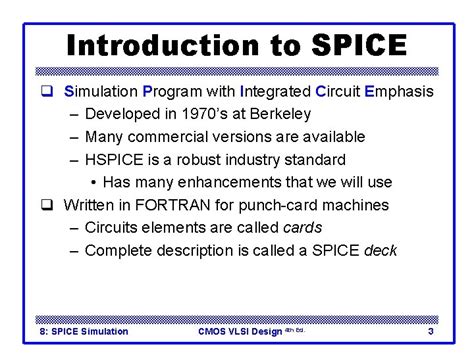 Lecture 8 Spice Simulation 1 Outline Q Q