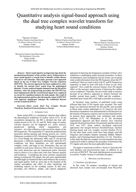 Pdf Quantitative Analysis Signal Based Approach Using The Dual Tree