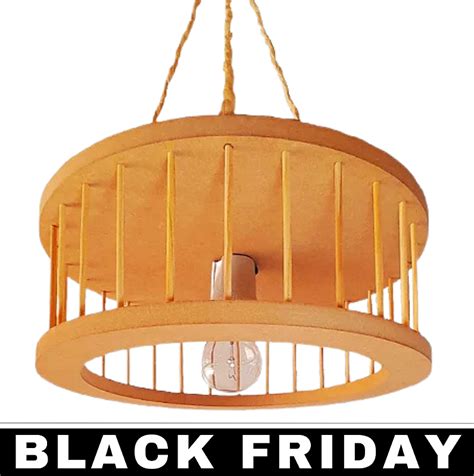 Lustre Grande Luminaria Teto Pendente de Madeira Decoração Magazut
