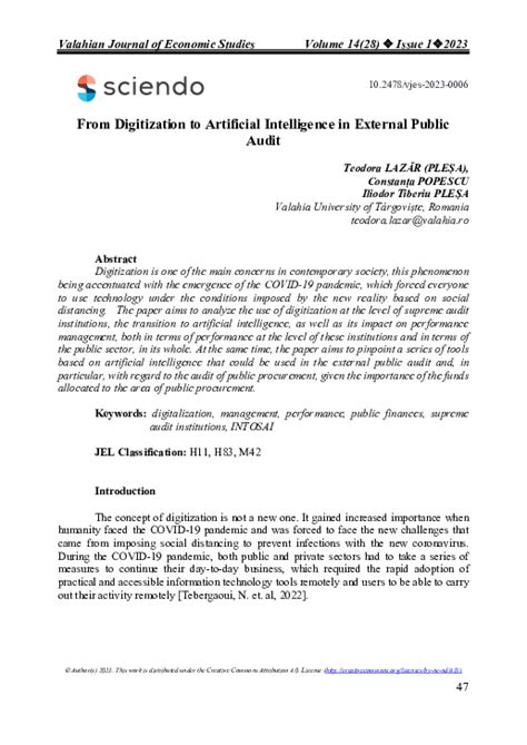Pdf From Digitization To Artificial Intelligence In External Public Audit