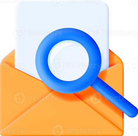 3d Mail Envelope With Magnifying Glass 35715392 Png