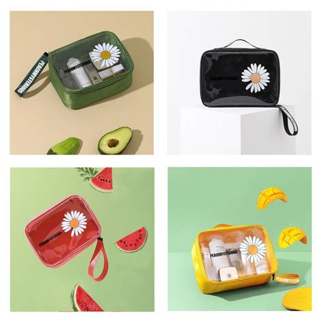 Jual Tas Kosmetik Alat Mandi Transparan Daisy Waterproof Travel