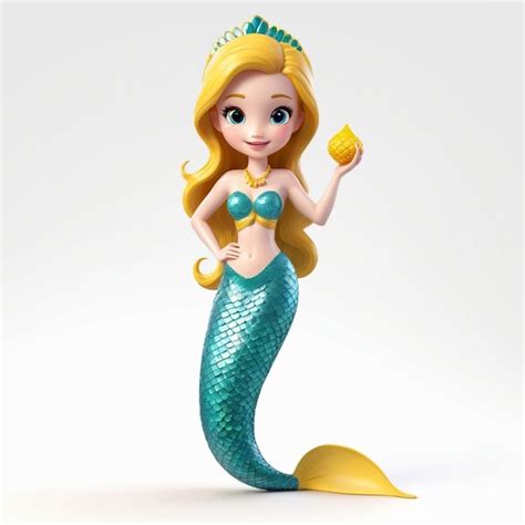 Premium Vector Mermaid Girl Beautiful Glitter Yellowish Tail Vector