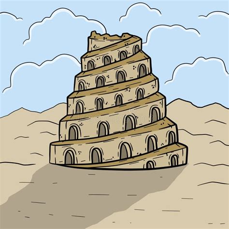 Torre De Babel Cuidad De Babilonia Ilustración del Vector