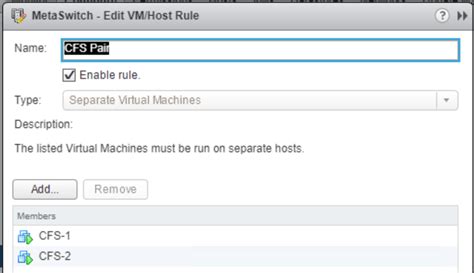 How To Configure Vmware Anti Affinity Rules For Metaswitch Products