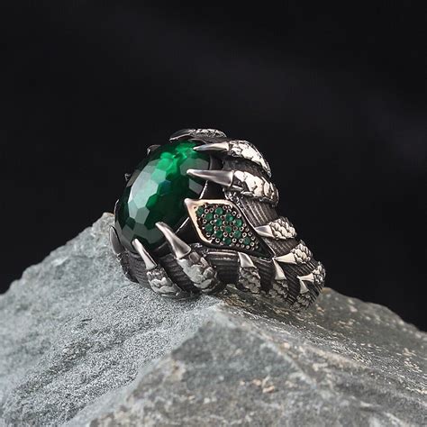 Silber Herren Ring Smaragd Stein Ring Silber Ring Herren Etsy De
