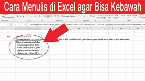 Cara Menulis Di Excel Agar Bisa Kebawah Youtube