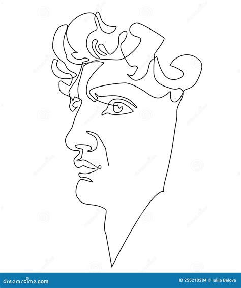 Mask Of Michelangelo`s David Portrait Of A Young Man Continuous Line