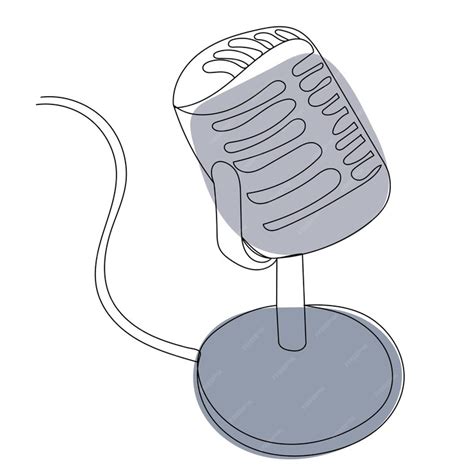 마이크 하나의 연속 선 그리기 벡터 프리미엄 벡터