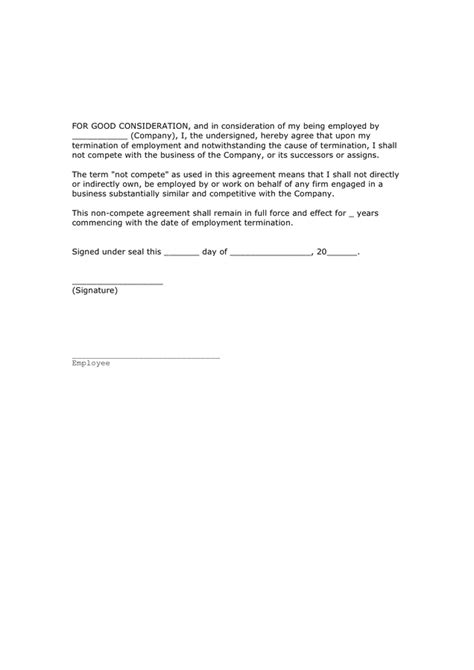 Non Compete Agreement Template In Word And Pdf Formats