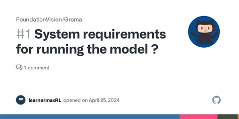 system requirements for running the model · issue 1