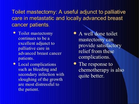 Toilet Mastectomy For Advanced Breast Cancer