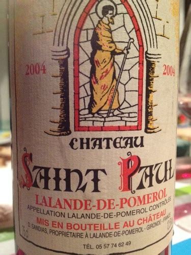 2004 Marquis Aime De Colignac Chateau Saint Paul Lalande De Pomerol