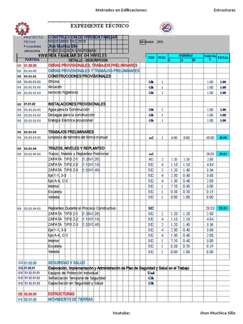 Metrados De Estructuras Pdf Edificios Y Estructuras Ingeniería