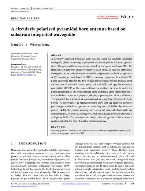 A Circularly Polarized Pyramidal Horn Antenna Based On Substrate Integrated Waveguide