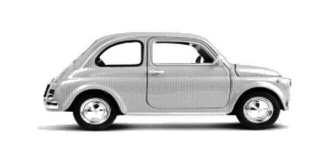 Halftone Retro Car. Black Dotted Vintage Automobile Isolated on White Background Stock ...