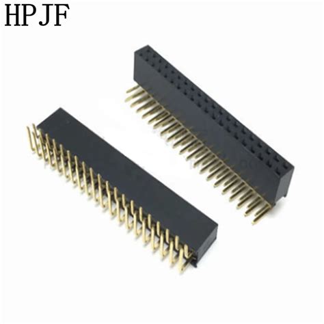 5pcs Pitch 254mm 2x20pin 40 Pin Female Double Row Right Angle Straight