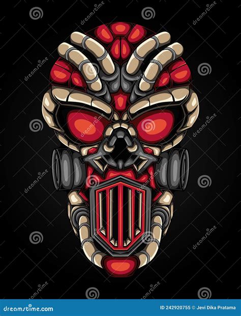 Skull Head Robot Mascot Illustration Stock Illustration Illustration