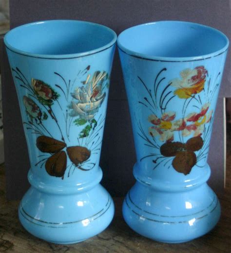 Sold Price Pair Antique English Bristol Glass Vases October 1 0122
