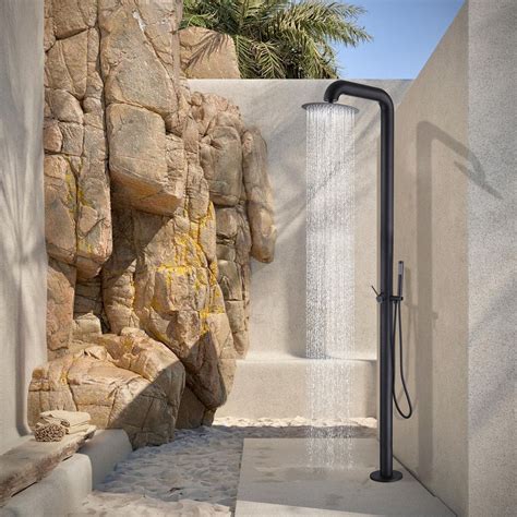 Designer Collection H Stainless Steel Freestanding Outdoor Shower With Detachable Rain