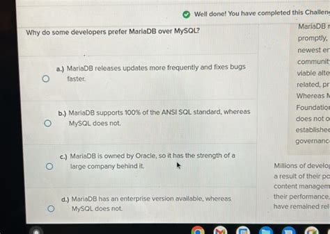 Well Done You Have Completed This Challen Why Do Some Developers Prefer